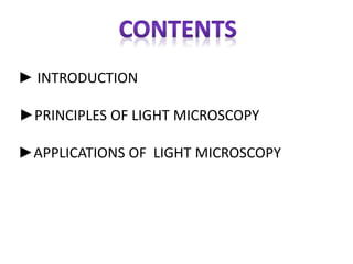 Principles and application of light microscopy | PPTX