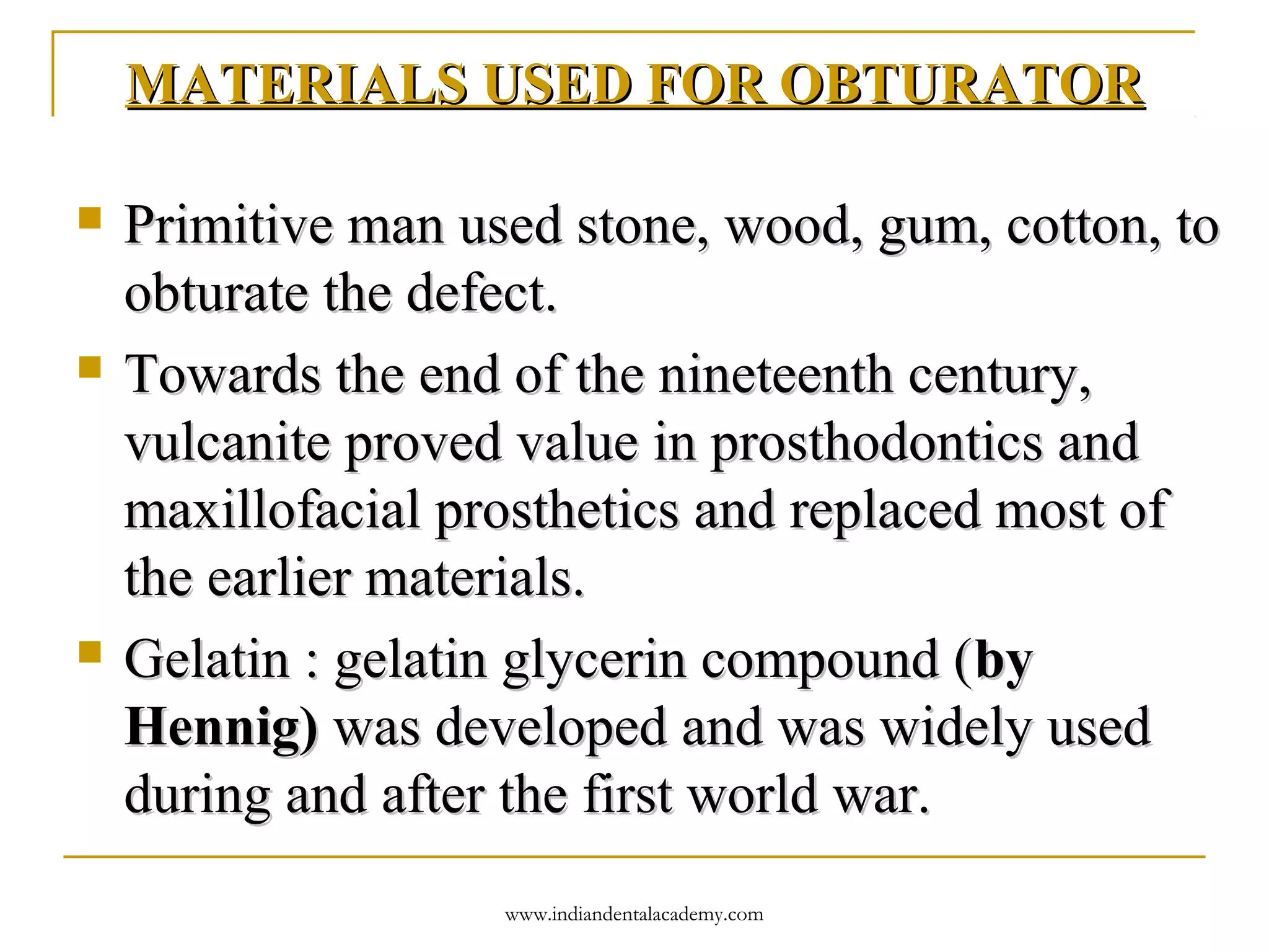 Principles and concepts of designing obturators/ orthodontic seminars | PPT
