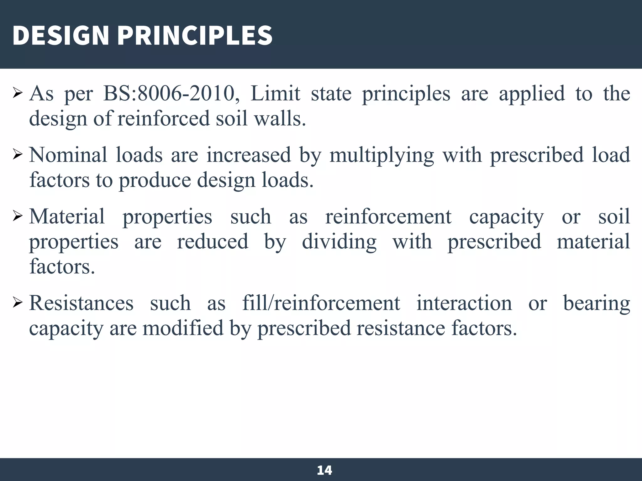Principles and design concepts of reinforced soil walls | PDF