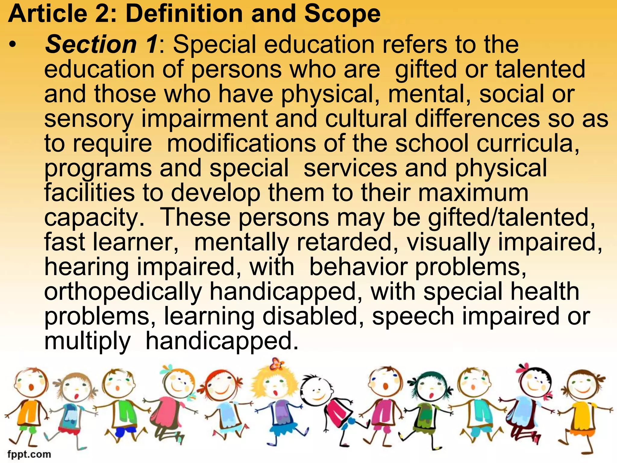 PRINCIPLES AND GUIDELINES FOR SPED IN THE PHILIPPINES | PPTX