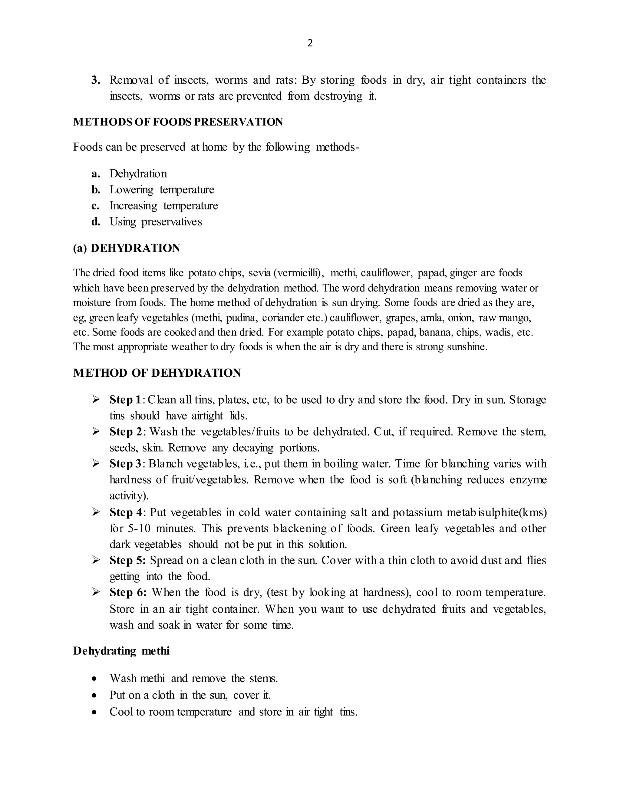 Principles And Methods For Food Preservation | PDF