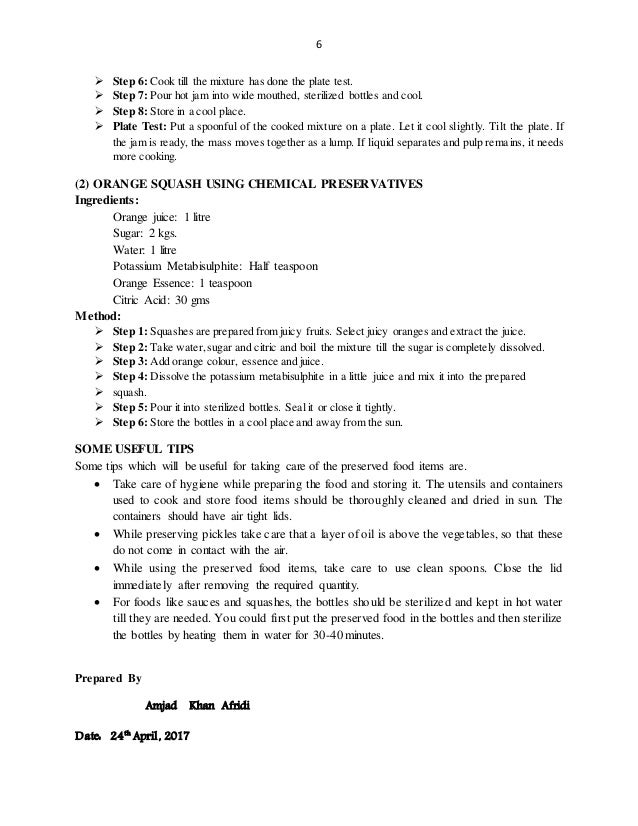 Principles and methods for food preservation