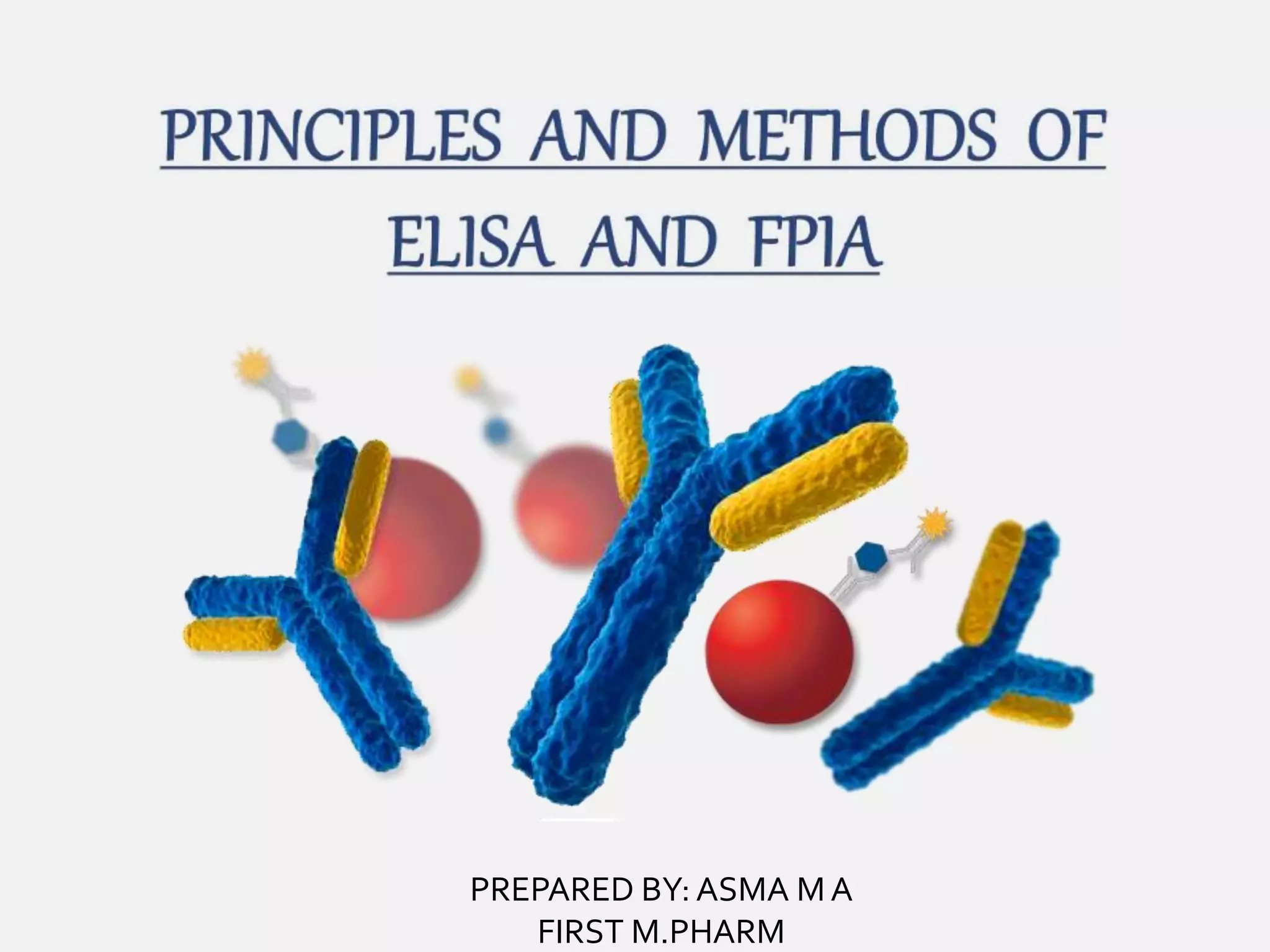 Principles and methods of elisa, fpia, | PPTX