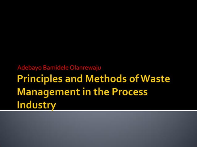 Principles and Methods of Waste Management in the Process Industry | PDF
