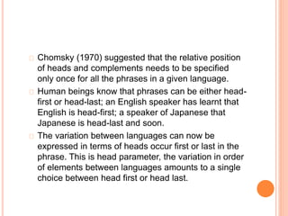 Principles and parameters of grammar report | PPTX
