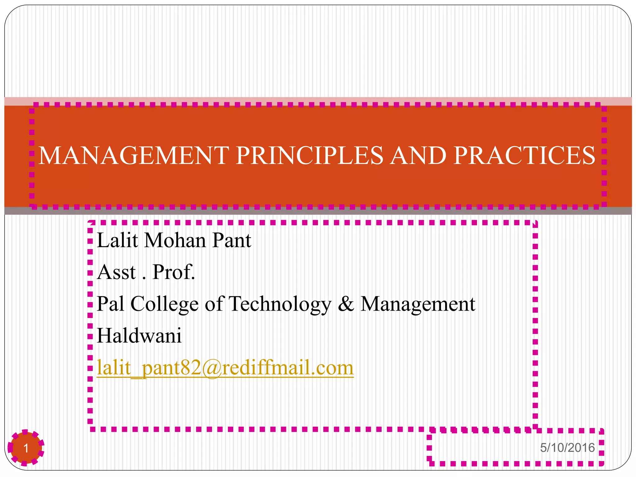 Principles and practices of Management | PPSX