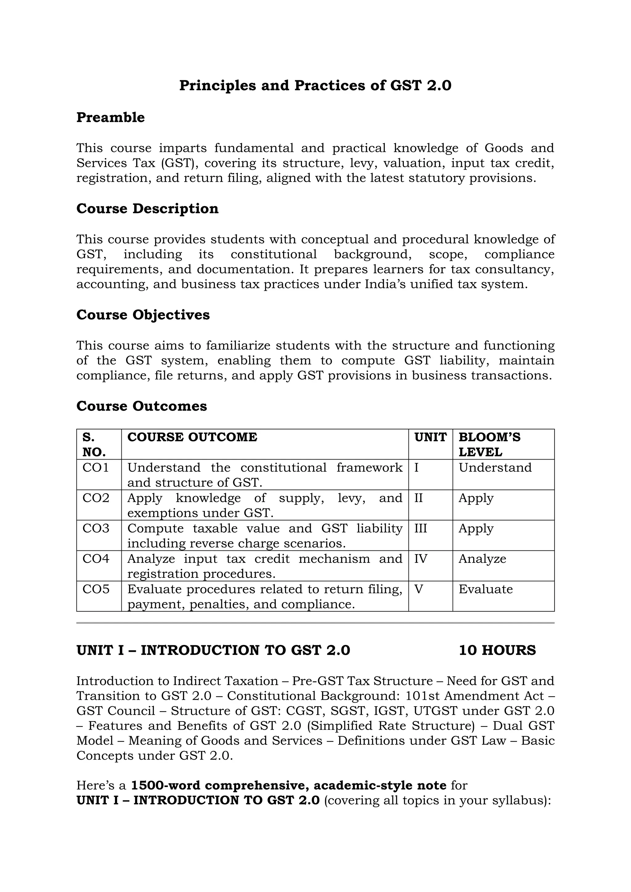 Principles and Practices of GST 2.0 Study material | PDF