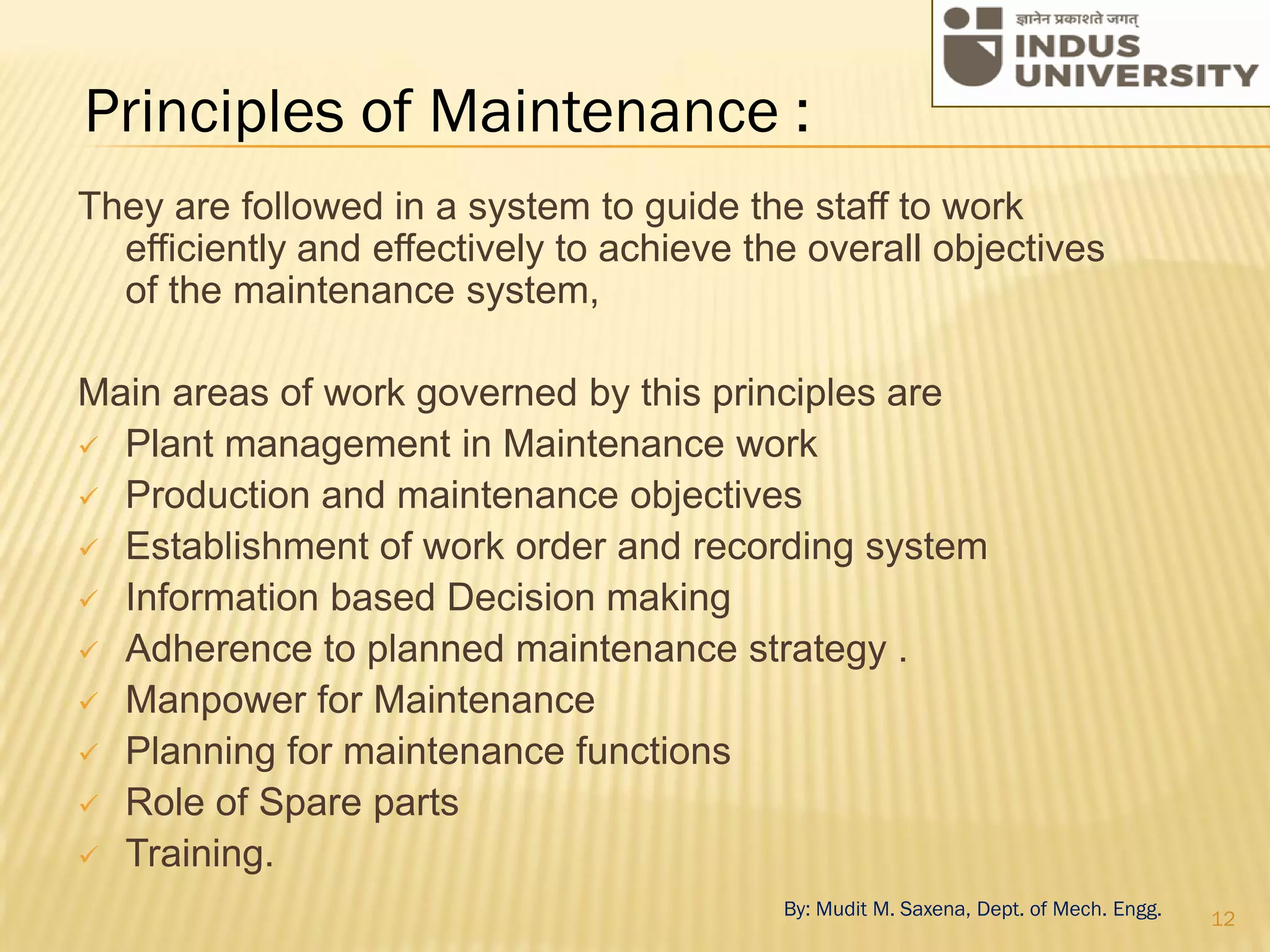 Principles and practices of maintenance planning | PDF