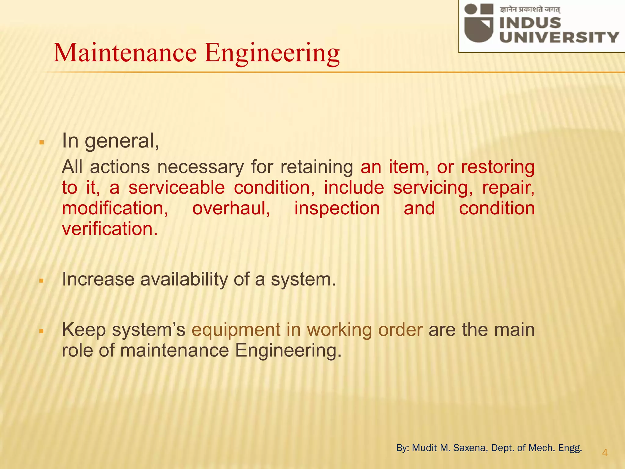 Principles and practices of maintenance planning | PPT