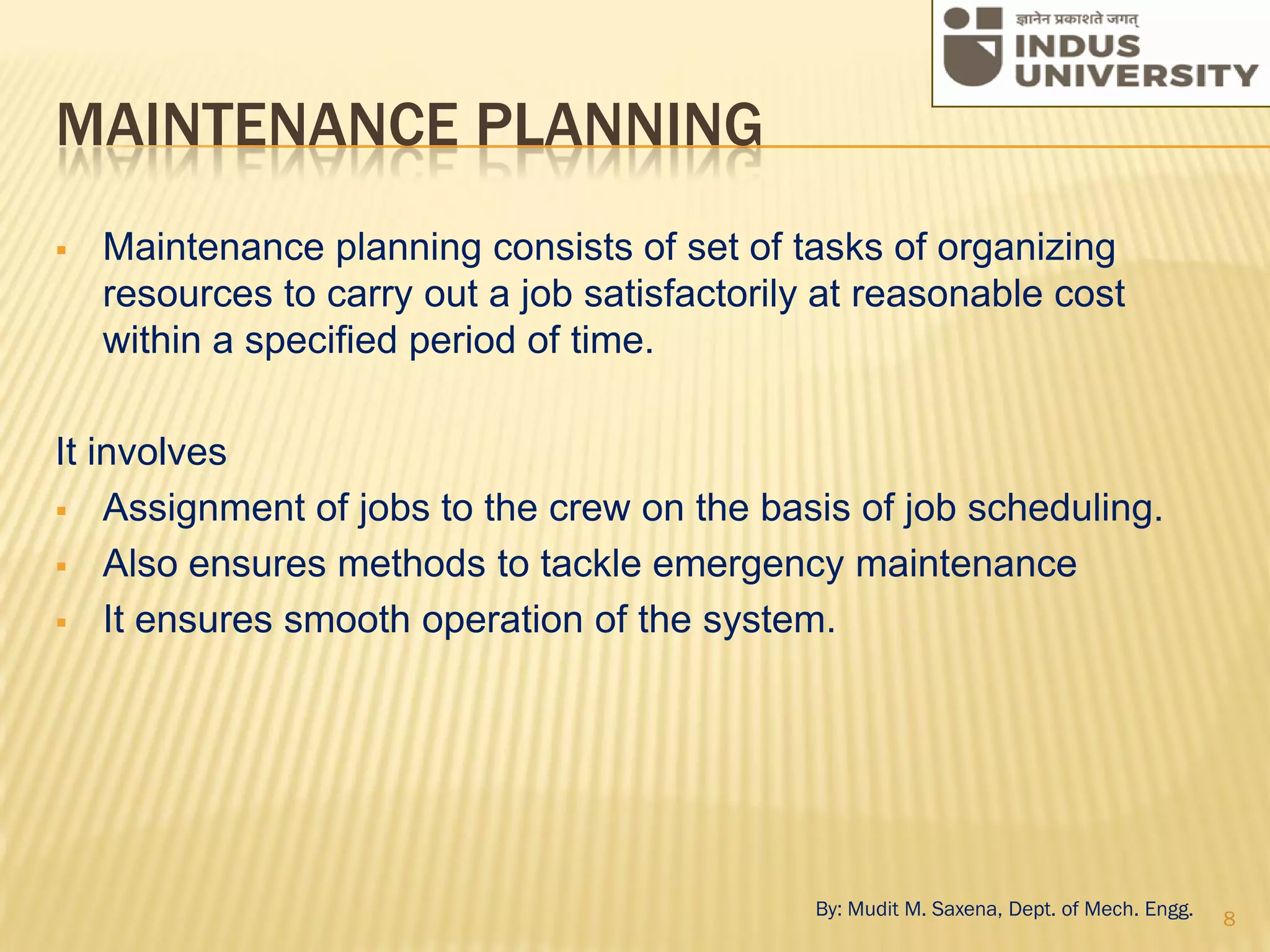 Principles and practices of maintenance planning | PDF
