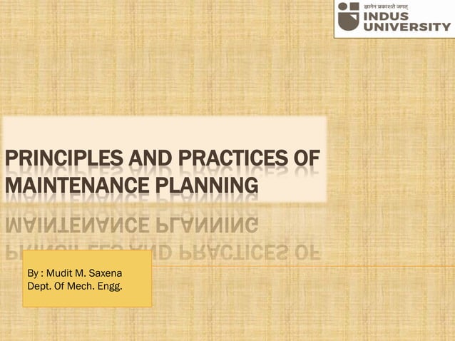 Principles and practices of maintenance planning | PDF | Civil Engineering Industry | Industries