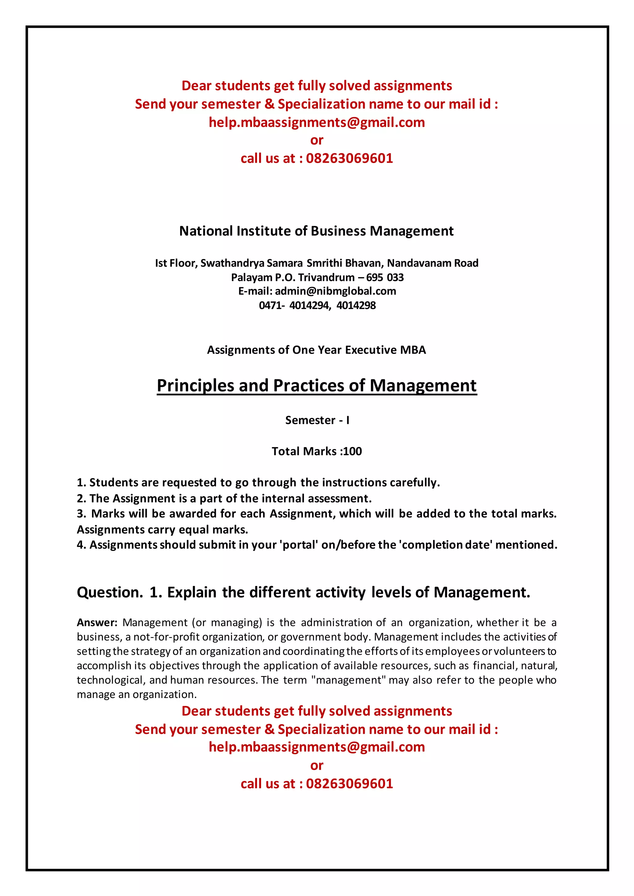 Principles and practices of management (1) | PDF
