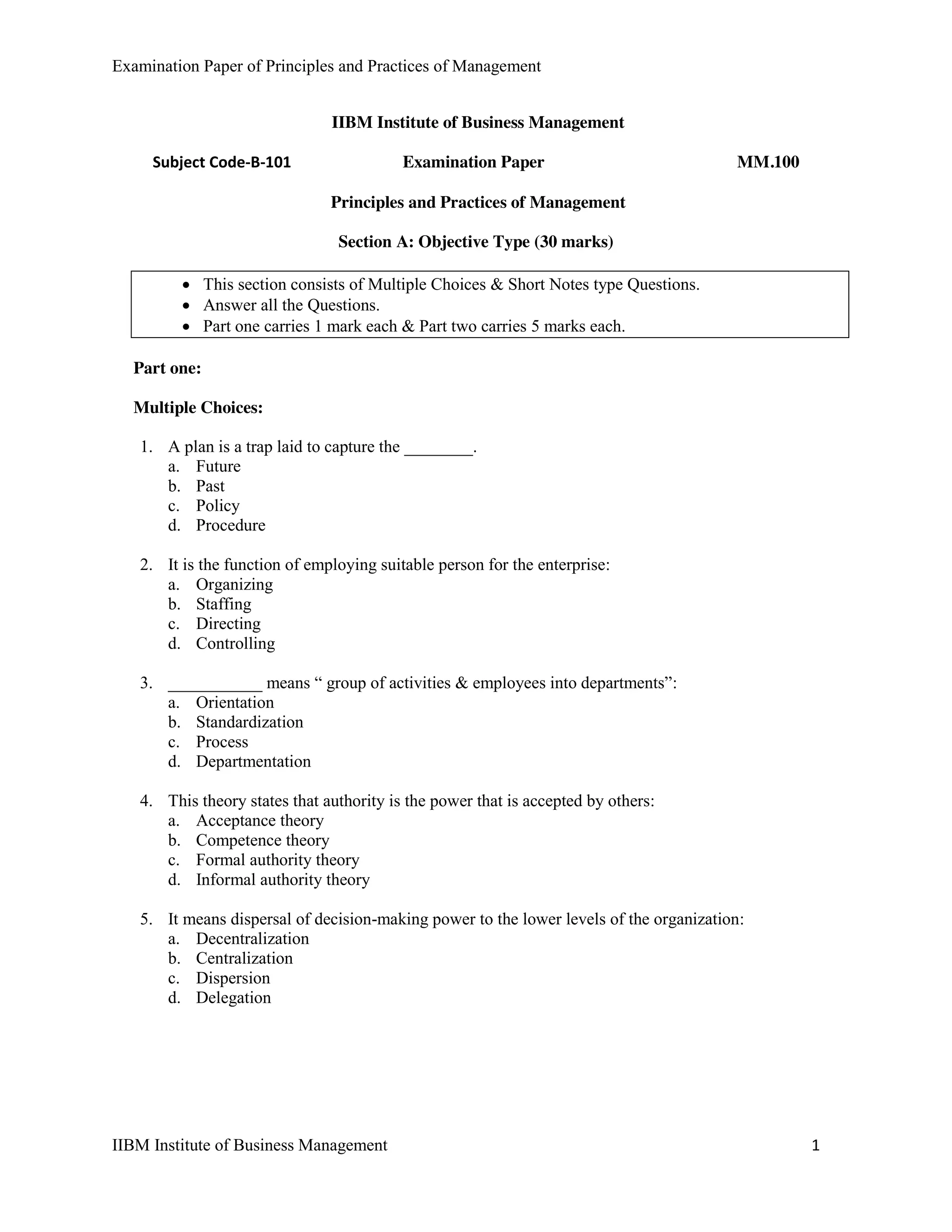 Principles and practices of management (2) | PDF