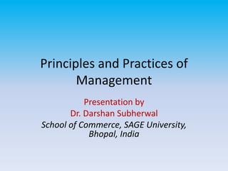 Principles and Practices of management | PPTX