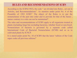 Principles and Rules of ICBN, IBC, The Hisory of ICBN | PDF