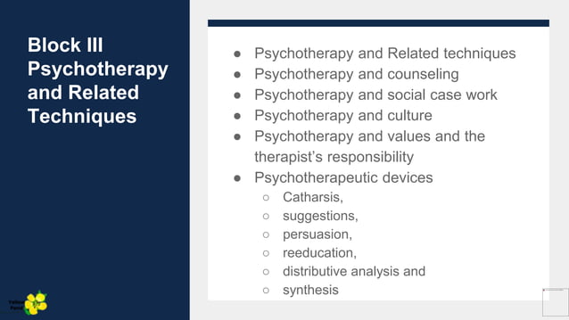 Principles and techniques of psychotherapy syllabus tnou | PPT