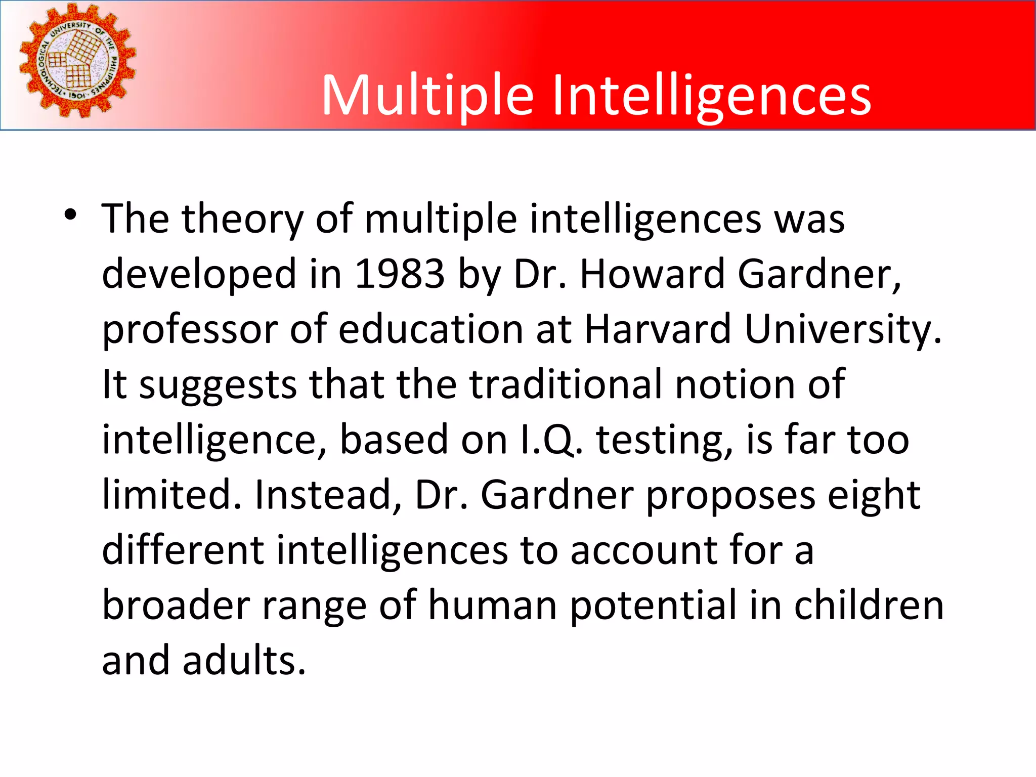 Principles and theories of Learning( Social Constructivism, Multiple Intelligence and Brain ...