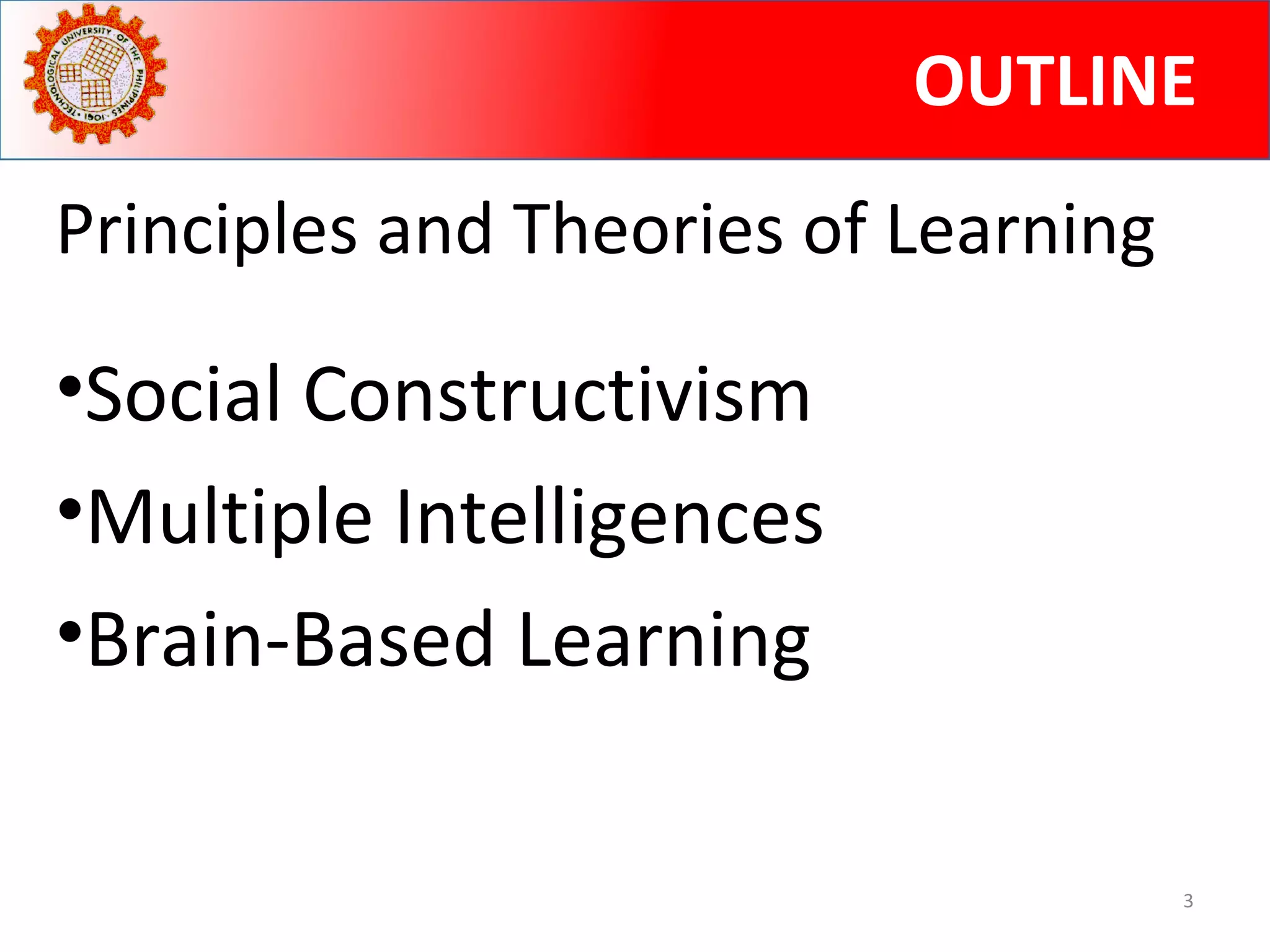 Principles and theories of Learning( Social Constructivism, Multiple Intelligence and Brain ...