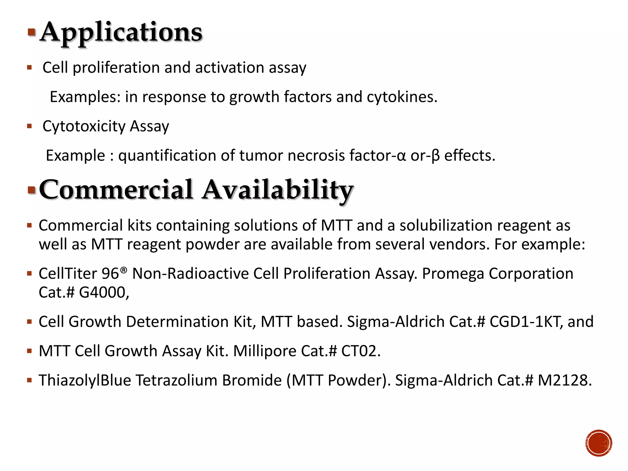 Principles & Applications of cell viability assays (MTT Assays) | PPTX
