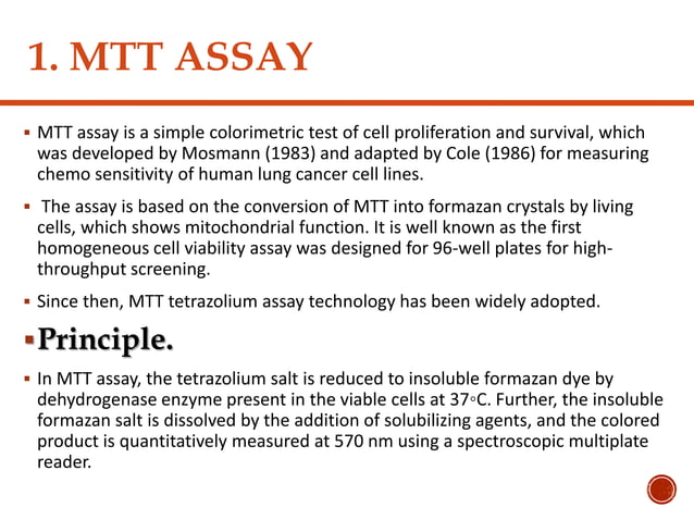 Principles & Applications of cell viability assays (MTT Assays) | PPTX