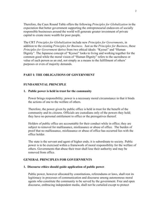 Caux round Table - Principles for globalization | PDF