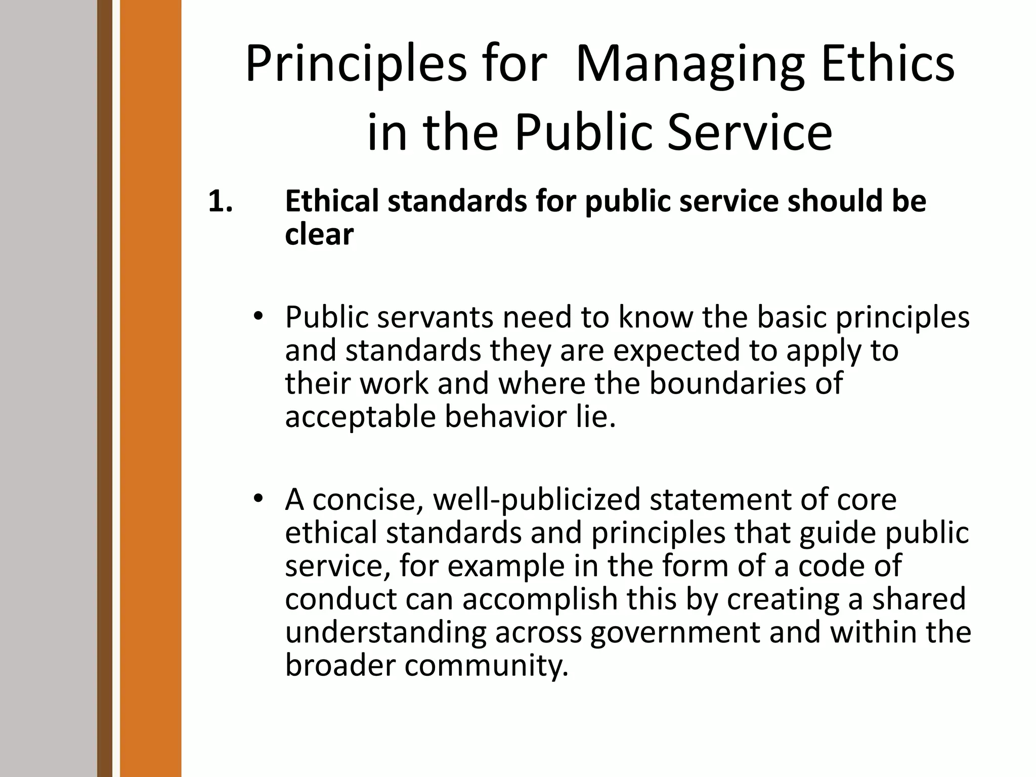 Principles for Managing Ethics in the Public Service | PDF