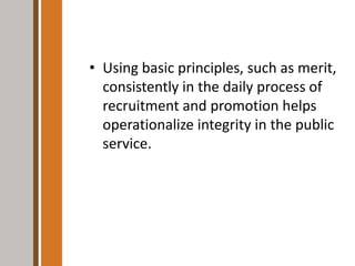 Principles for Managing Ethics in the Public Service | PDF