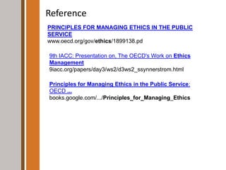 Principles for Managing Ethics in the Public Service | PDF