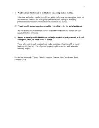 Caux Round Table - Principles for the ownership of wealth | PDF