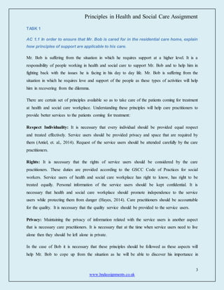 Principles in health and social care assignment | DOCX