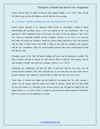 Principles in health and social care assignment | DOCX