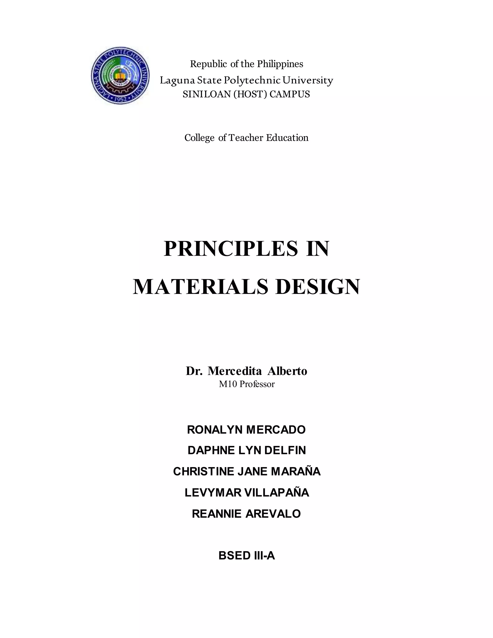 Principles in Materials Design | DOCX