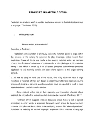 Principles in Materials Design | DOCX