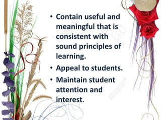 Principles in the selection and preparation of instructional materials ...