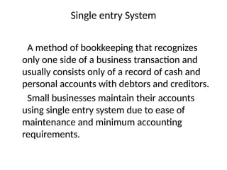 Principles of Accountancy unit 5.pptxsingle entry | PPT