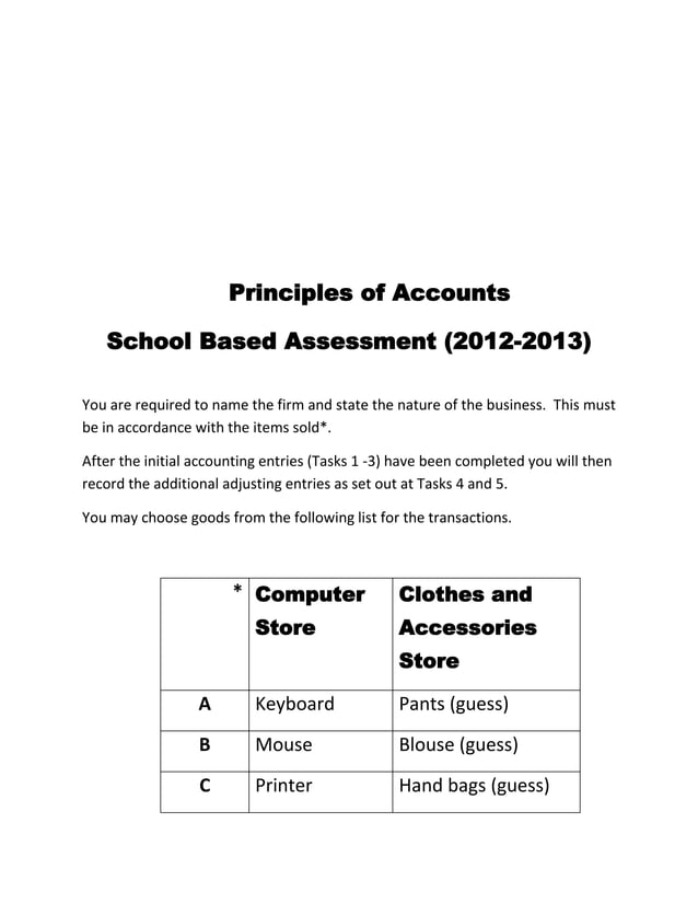 Principles of accounts sba | DOCX | Business Accounting & Finance ...