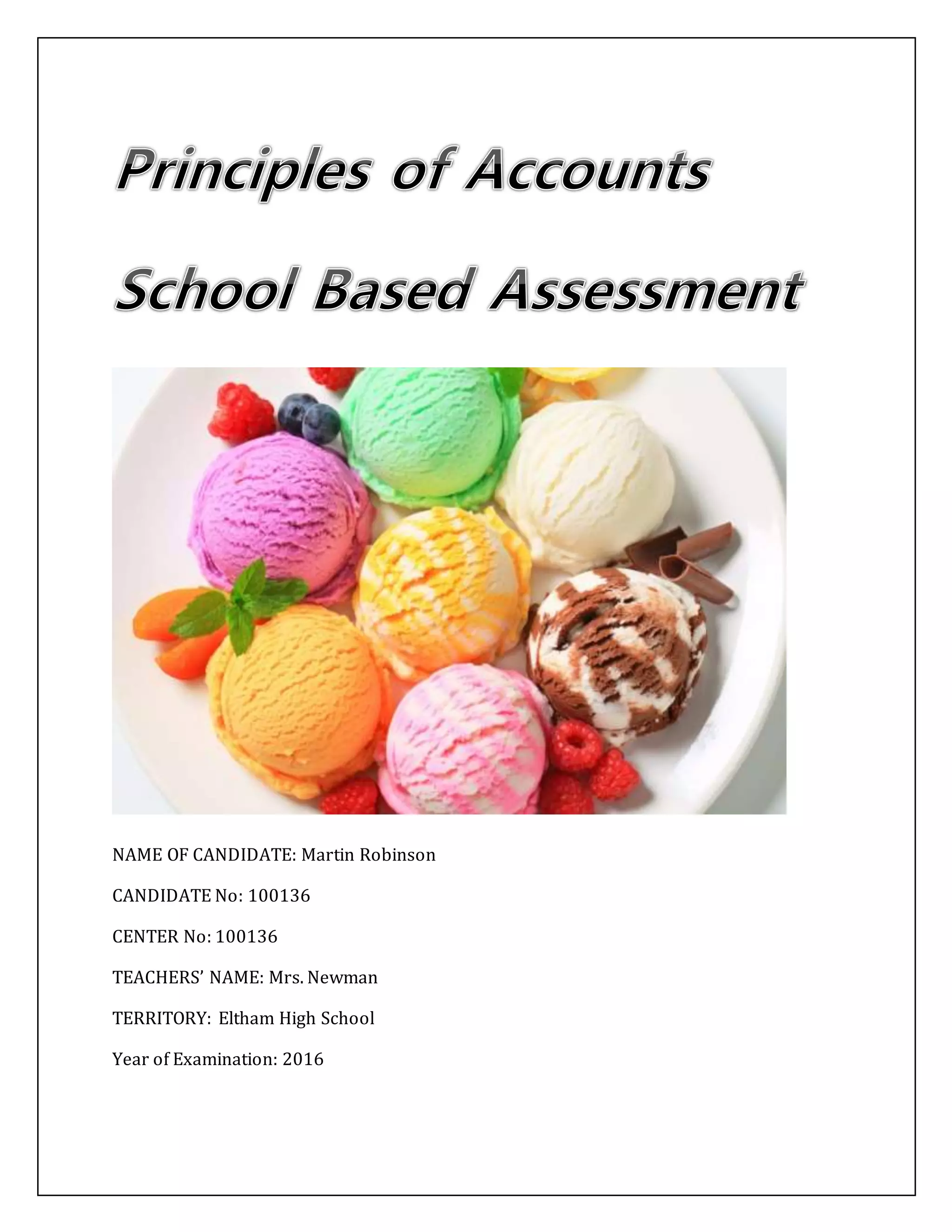 Principles of accounts school based assessment | DOCX