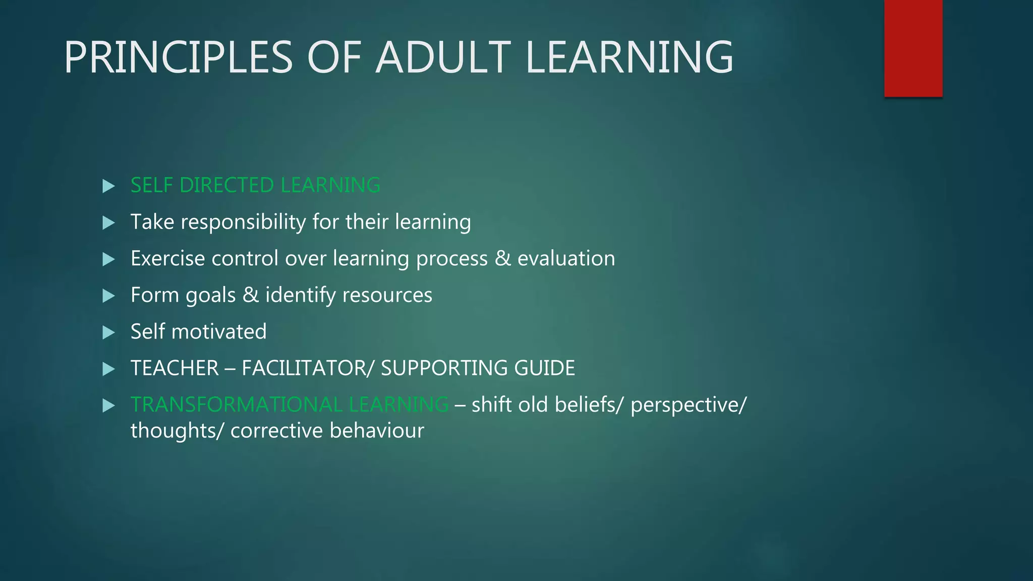 Principles of adult learning | PPTX