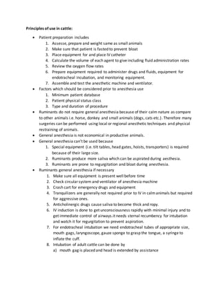 Principles of anesthesia use in cattle | DOCX