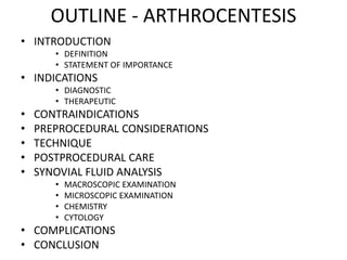 Principles of arthrotomy & arthrocentesis | PPTX