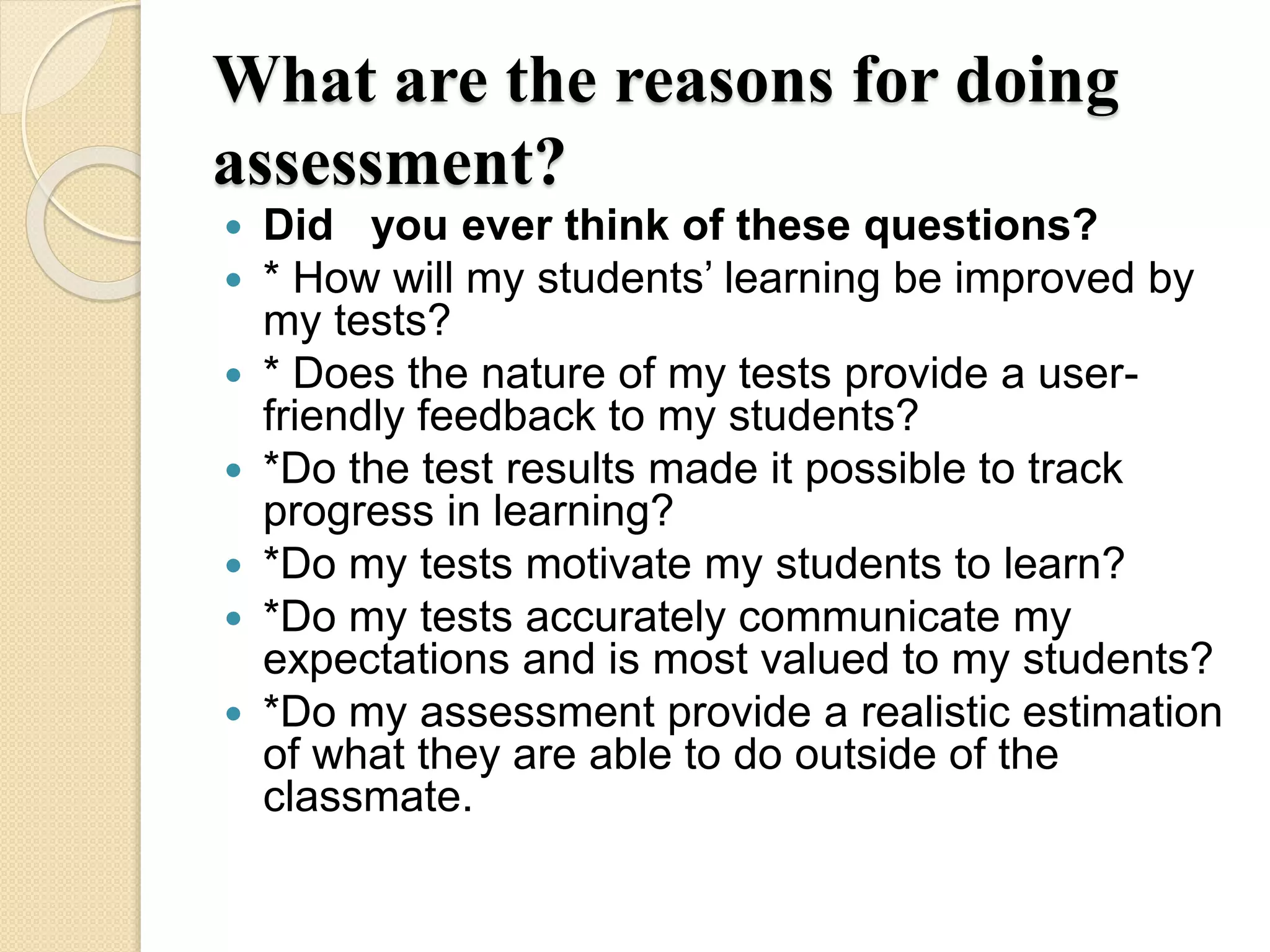 Principles of assessment | PPTX