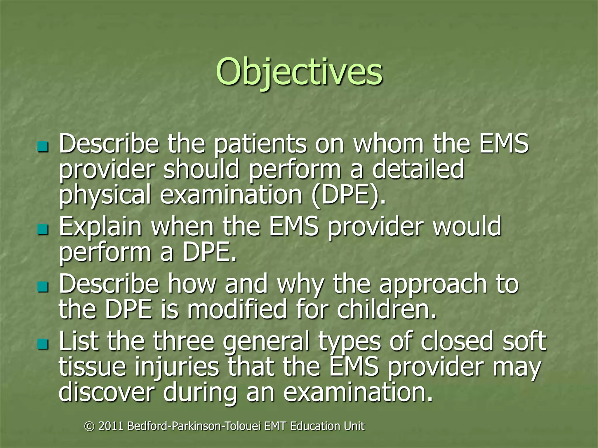 Principles of assessment for ems chapter 11 | PPT