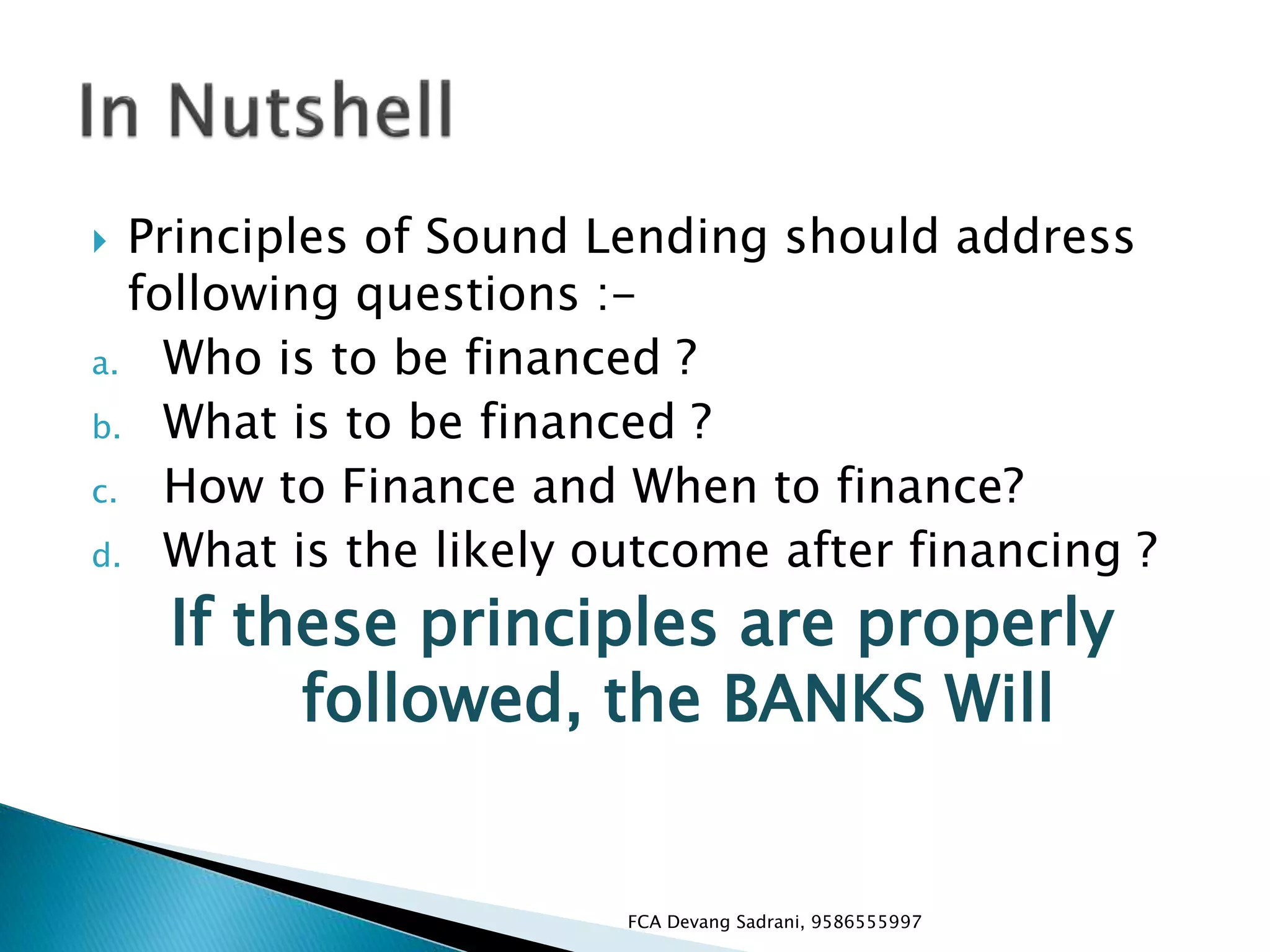 Principles of bank lending | PPTX