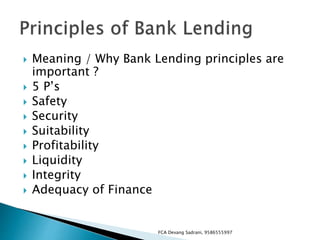 Principles of bank lending | PPTX