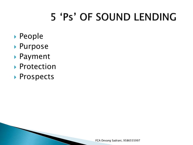 Principles of bank lending | PPTX | Home Financing | Personal Debt