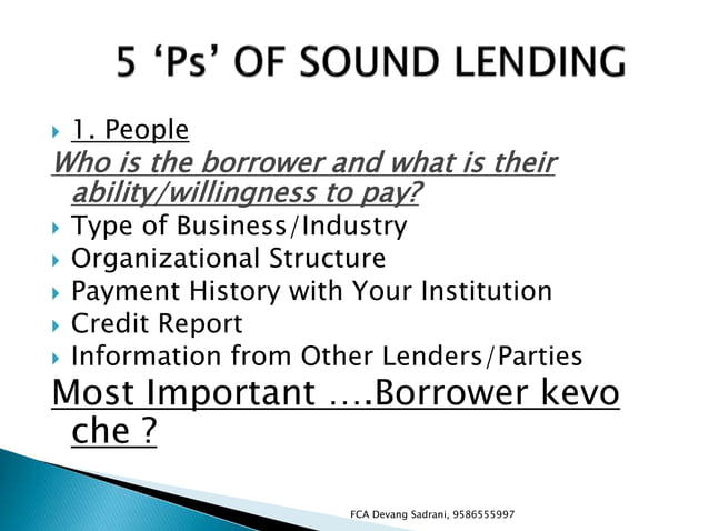 Principles of bank lending | PPTX | Home Financing | Personal Debt