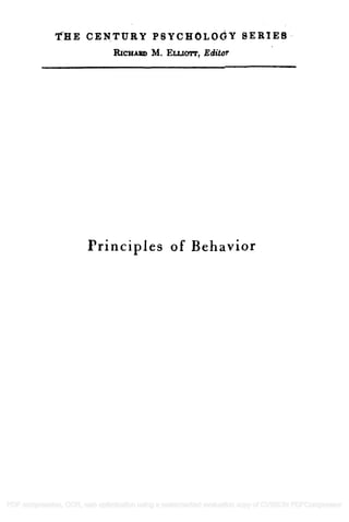 Principles of behavior Clark Hull | PDF
