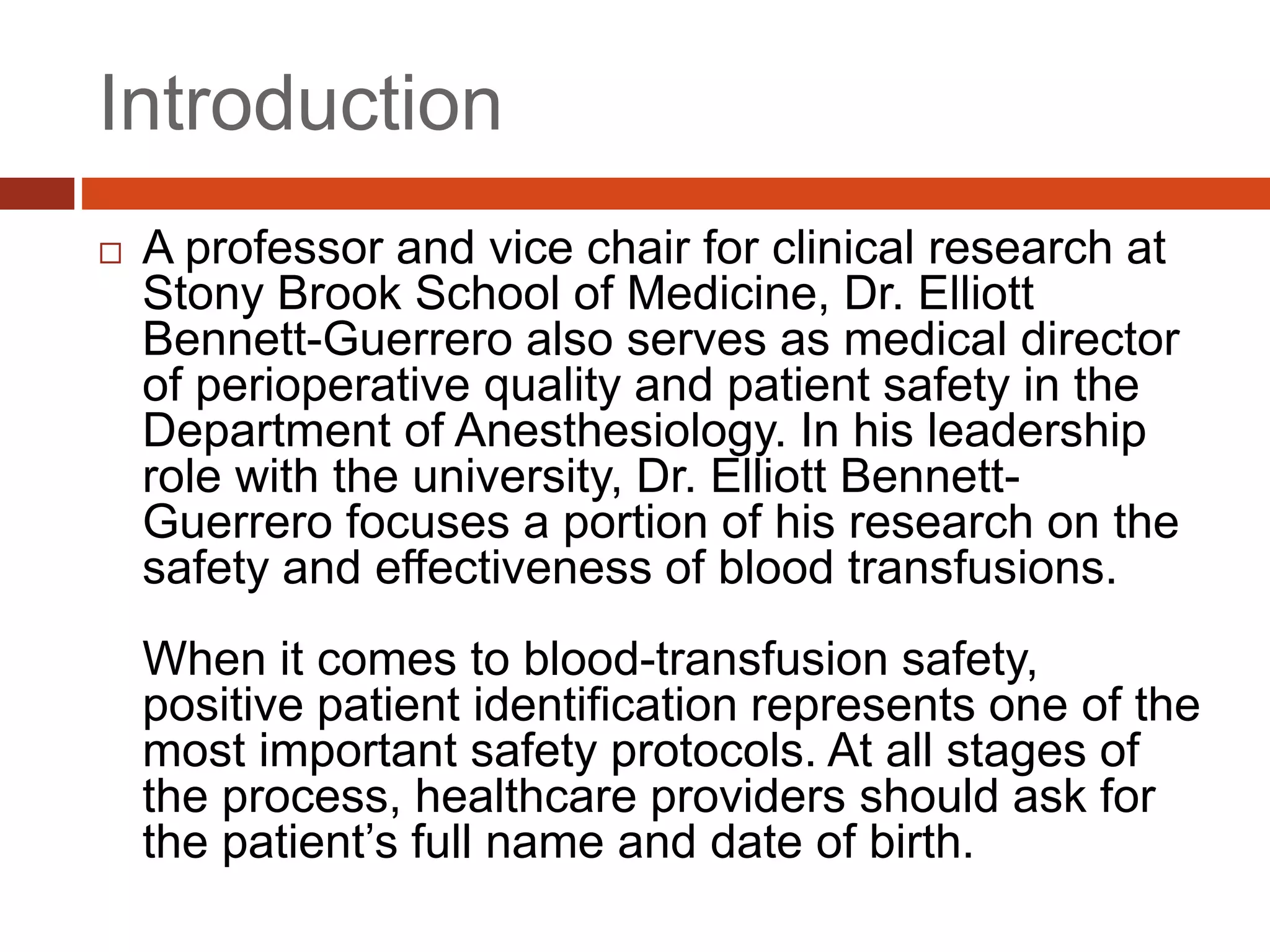Principles of Blood Transfusion Safety | PPTX
