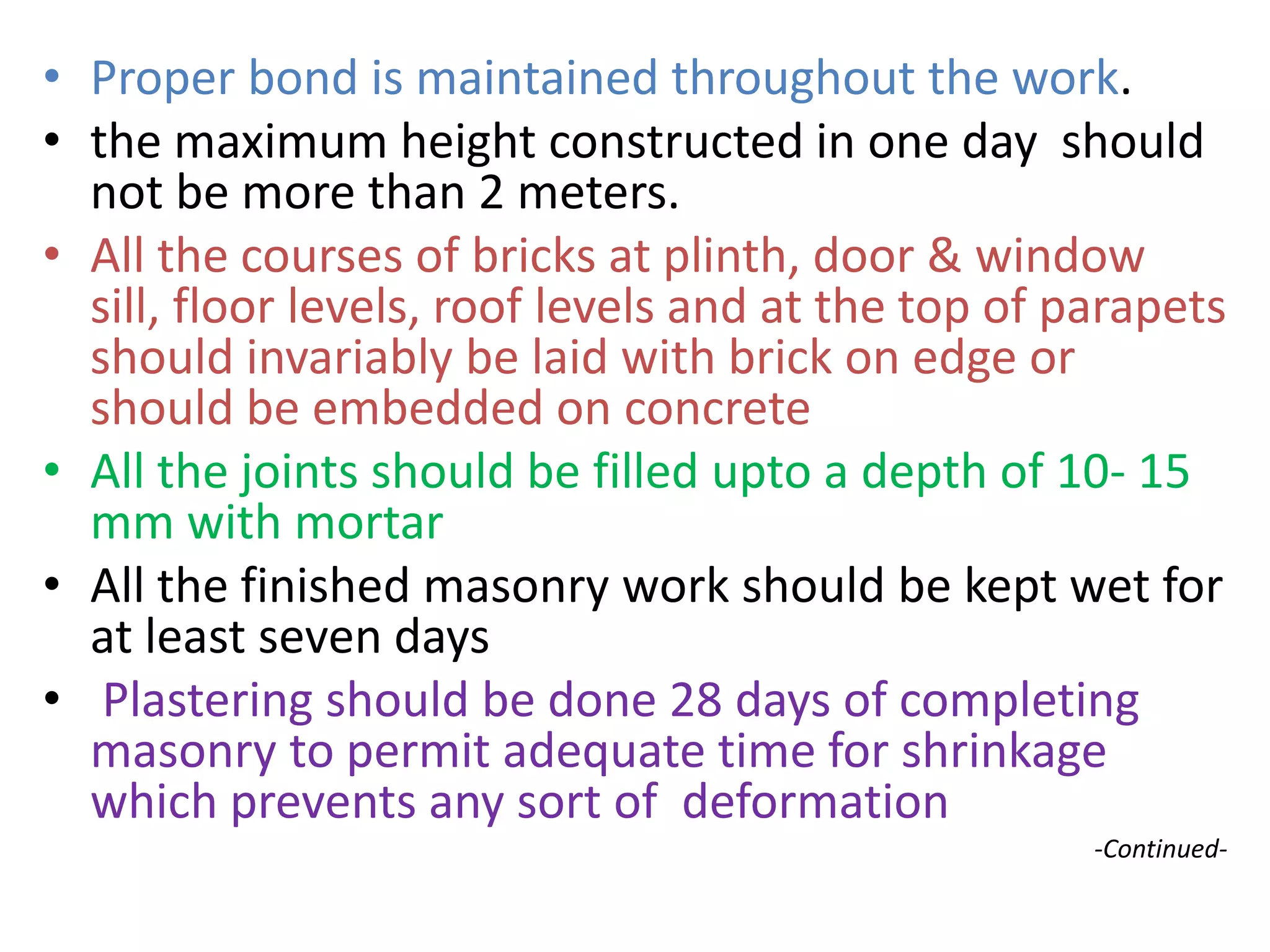 Principles of brick masonry Principles & Significance ppt | PPTX