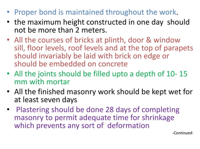 Significance & Principles of brick masonry ppt | PPT
